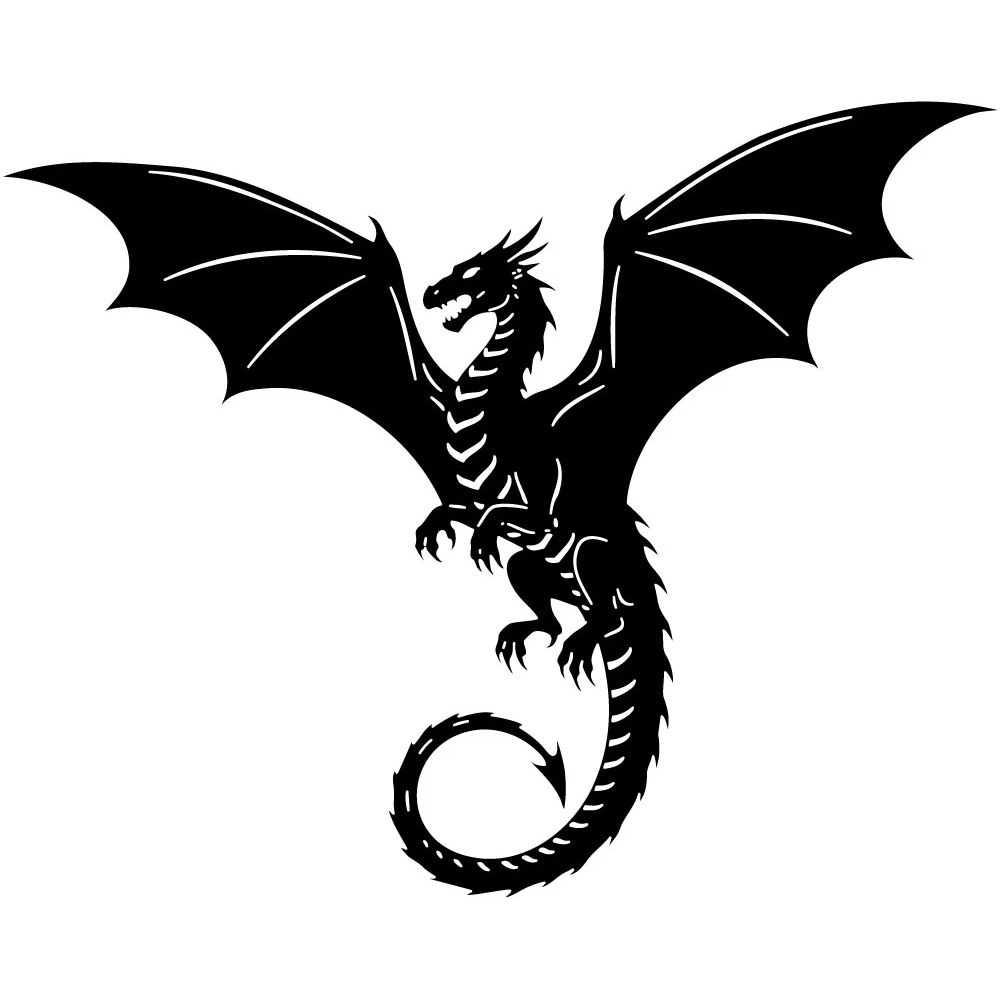 Flying Dragon Tribal Silhouette Free DXF File - CNC Cut-Ready Black ...