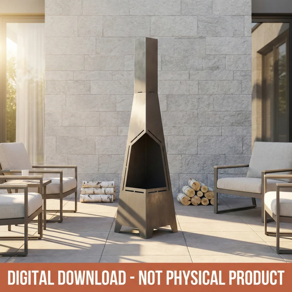 Tapered Chiminea DXF File Geometric Outdoor Fireplace with Hexagonal ...