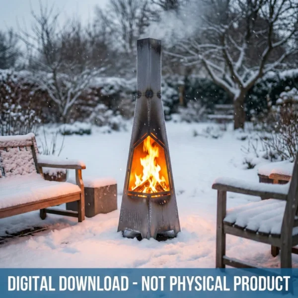 Tapered Chiminea DXF File Geometric Outdoor Fireplace with Hexagonal ...
