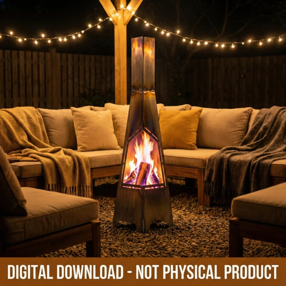Tapered Chiminea DXF File Geometric Outdoor Fireplace with Hexagonal ...