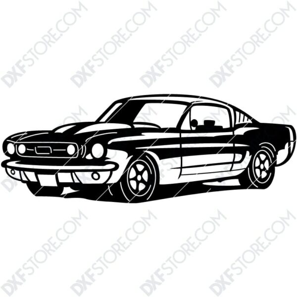 1967 Mustang GT Fastback Muscle Car - DXF File Cut-Ready for CNC Laser ...