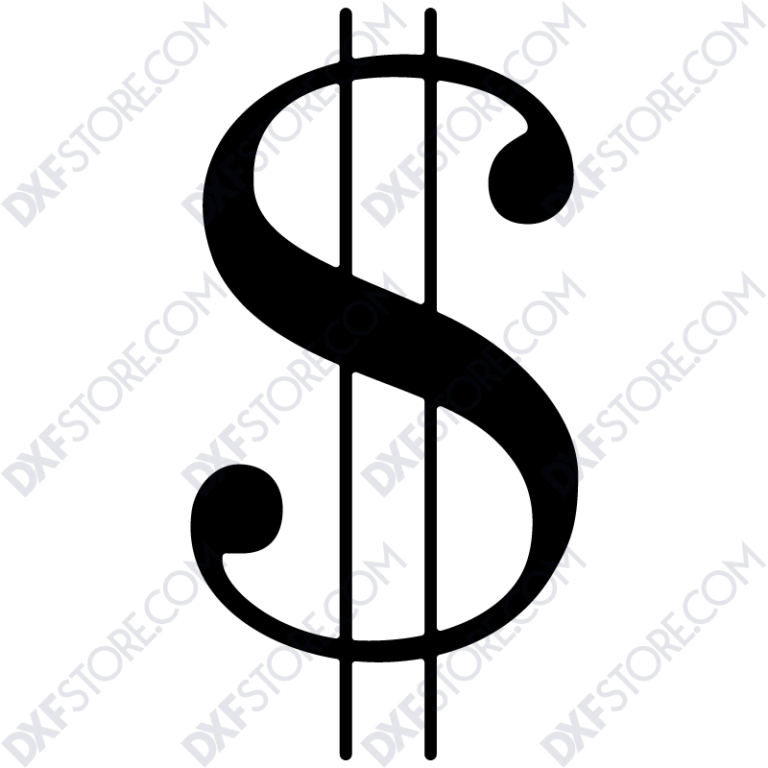 Dollar Sign Laser Cut Free DXF File - DXF File Cut-Ready for CNC Laser ...