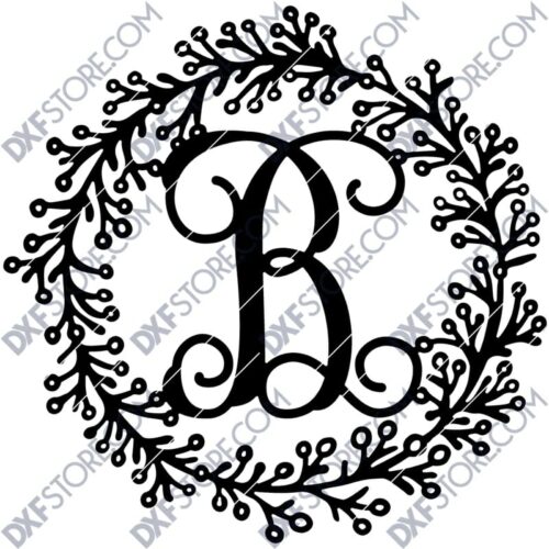 Leafy Decorative Front Door Sign Last Name Monogram Wall Decor Letter ...