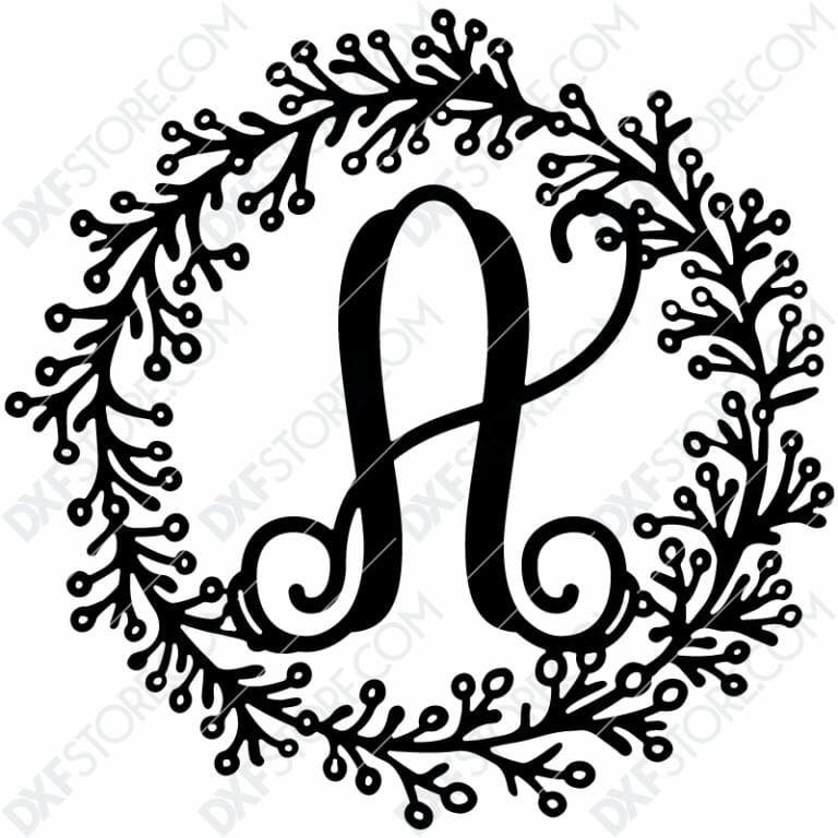Leafy Metal Initial Sign Metal Monogram Sign - DXF File Cut-Ready for ...