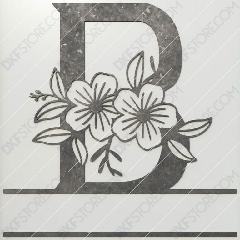 Split Monogram Elegant Floral Split Alphabet Letter B - DXF File Cut ...