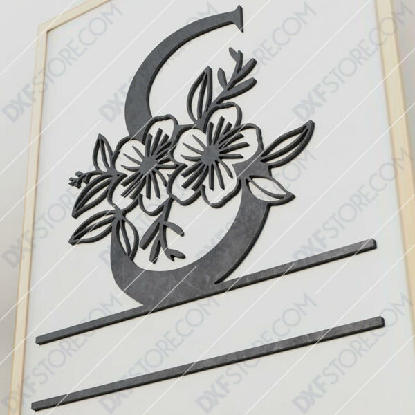 Split Monogram Elegant Floral Split Alphabet Letter S - DXF File Cut ...