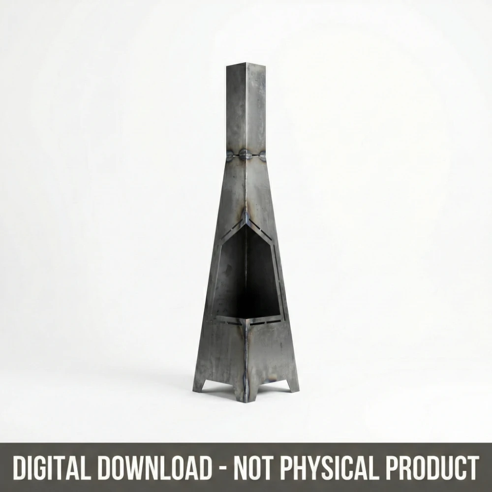 Tapered Chiminea DXF File Geometric Outdoor Fireplace with Hexagonal ...