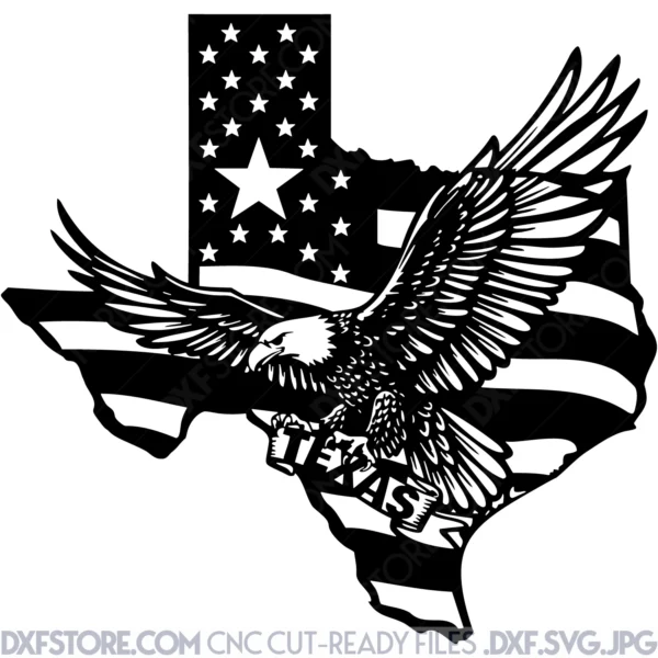 Texas USA Flag Patriotic Bald Eagle Design CNC design - Texas and ...